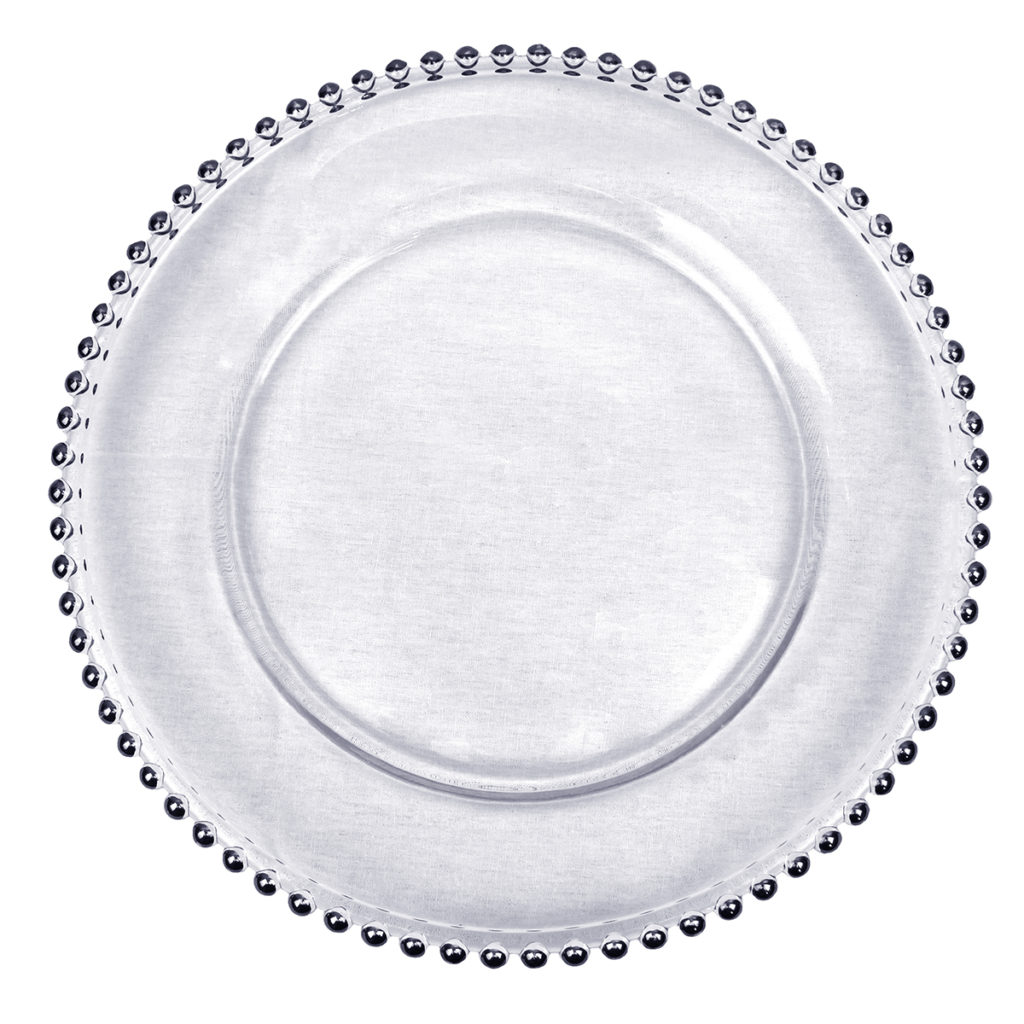 PLATO BASE EN CRISTAL BLANCO PERLADO ELIZABETH – Eventos Del Cibao