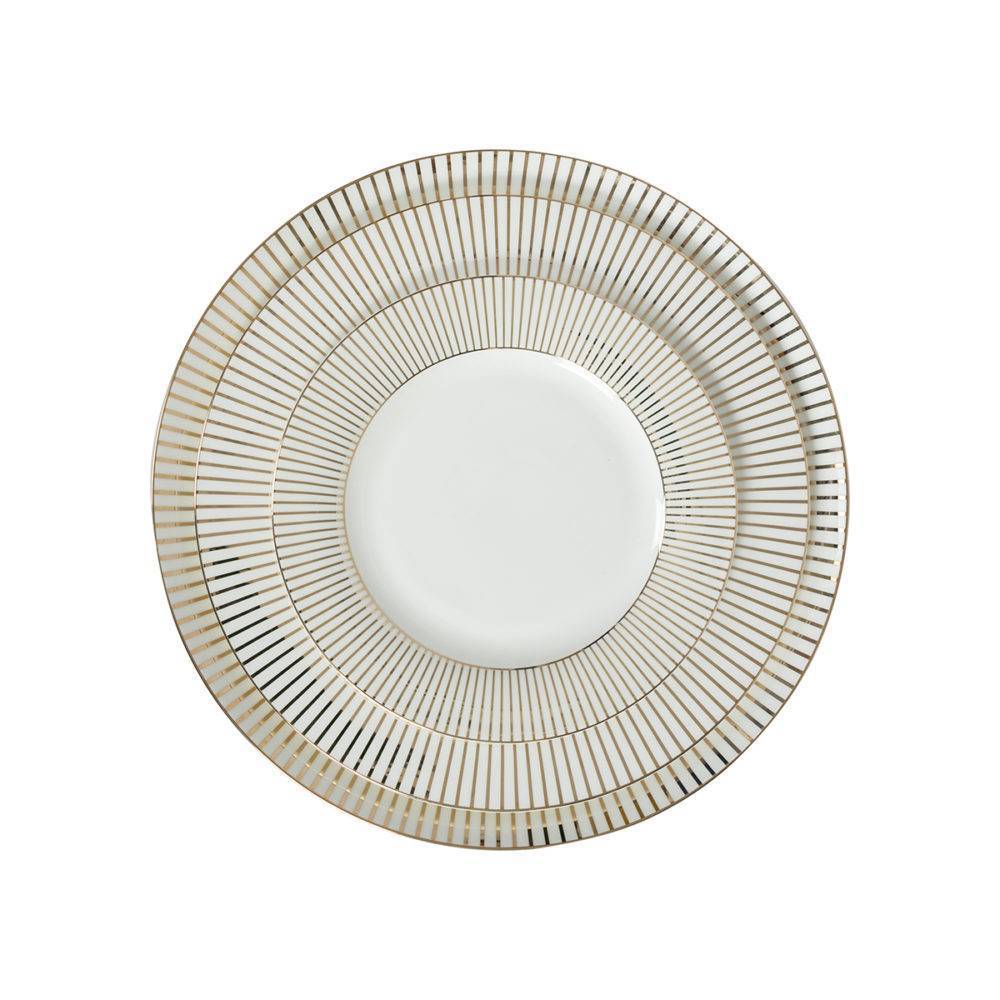 PLATO BASE BLANCO BORDE RAYADO 12″ – Eventos Del Cibao