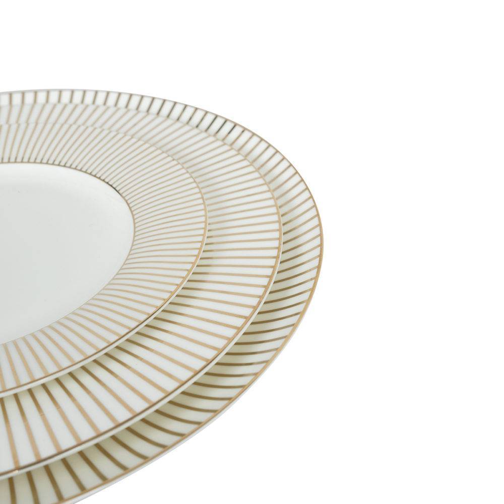 PLATO BASE BLANCO BORDE RAYADO 12″ – Eventos Del Cibao